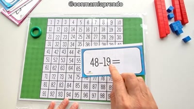 Sumas y restas con el tablero del 100 - Conmami.com