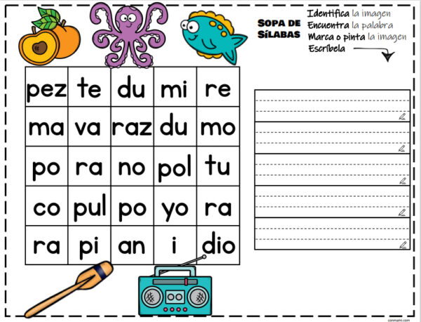 Sopa de Sílabas - Gratuito - Conmami.com