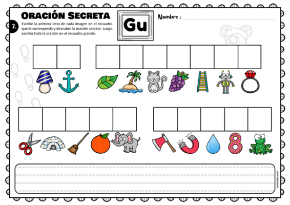 Oraciones Secretas - Dígrafos - Conmami.com