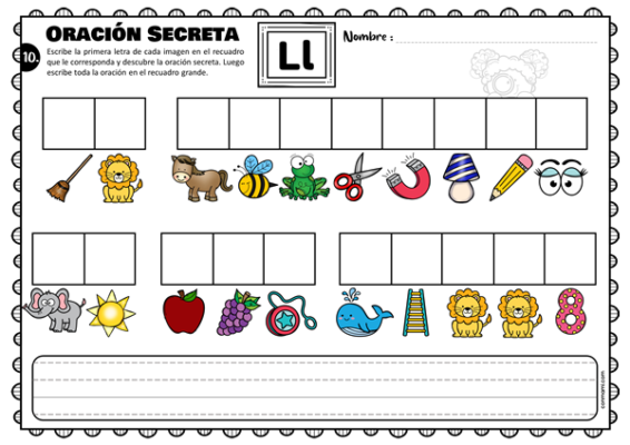 Oraciones Secretas - Dígrafos - Conmami.com