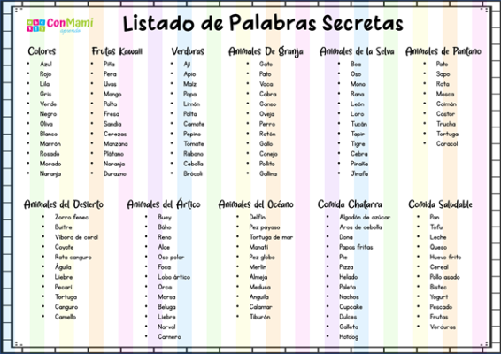 Palabras Secretas con Imágenes - Conmami.com