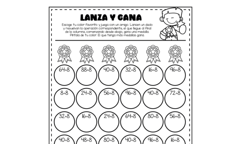 Juego de Divisiones - Lanza y Gana - Conmami.com