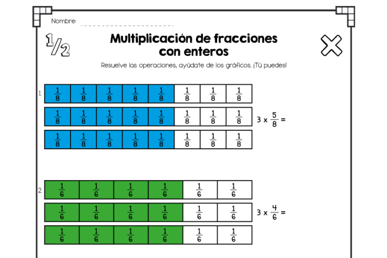 Multiplicación de fracciones con enteros - Conmami.com