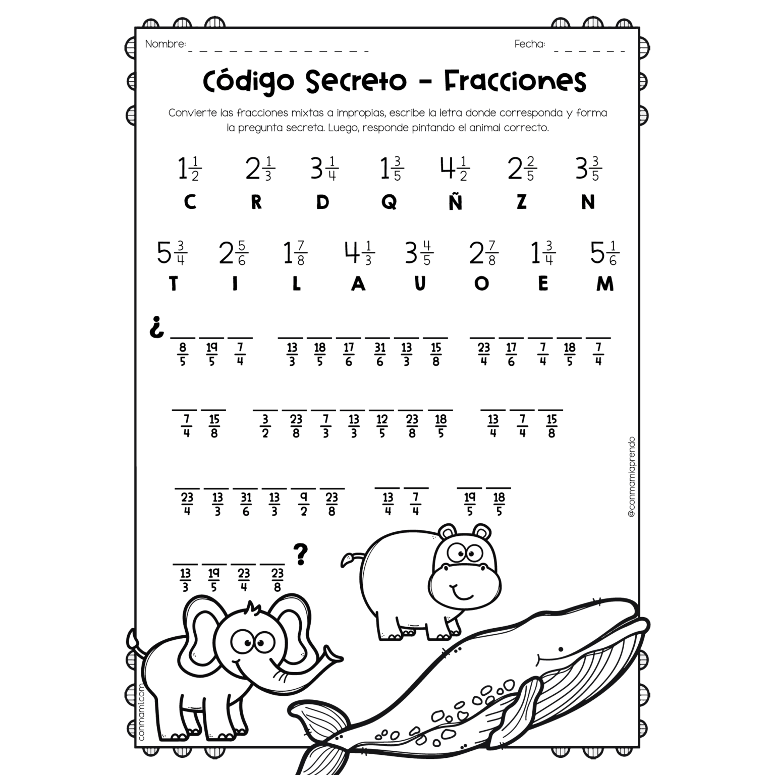 Código Secreto - Fracciones - Conmami.com