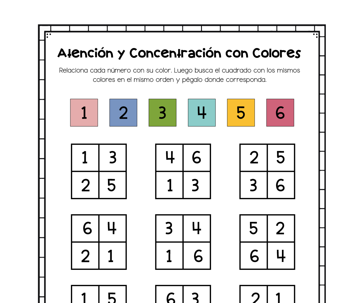 Atención y Concentración con Colores - Conmami.com