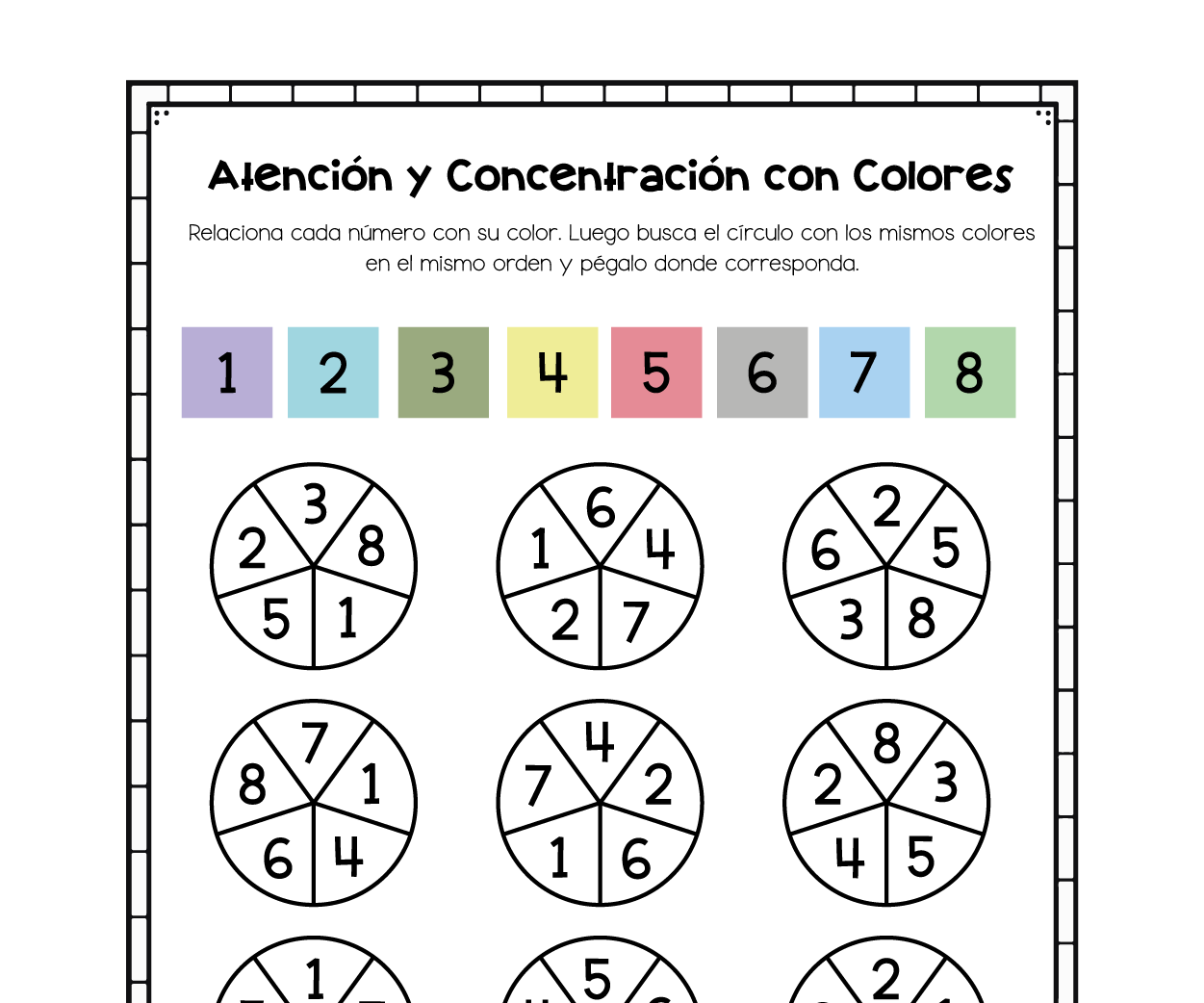 Atención y Concentración con Colores - Conmami.com