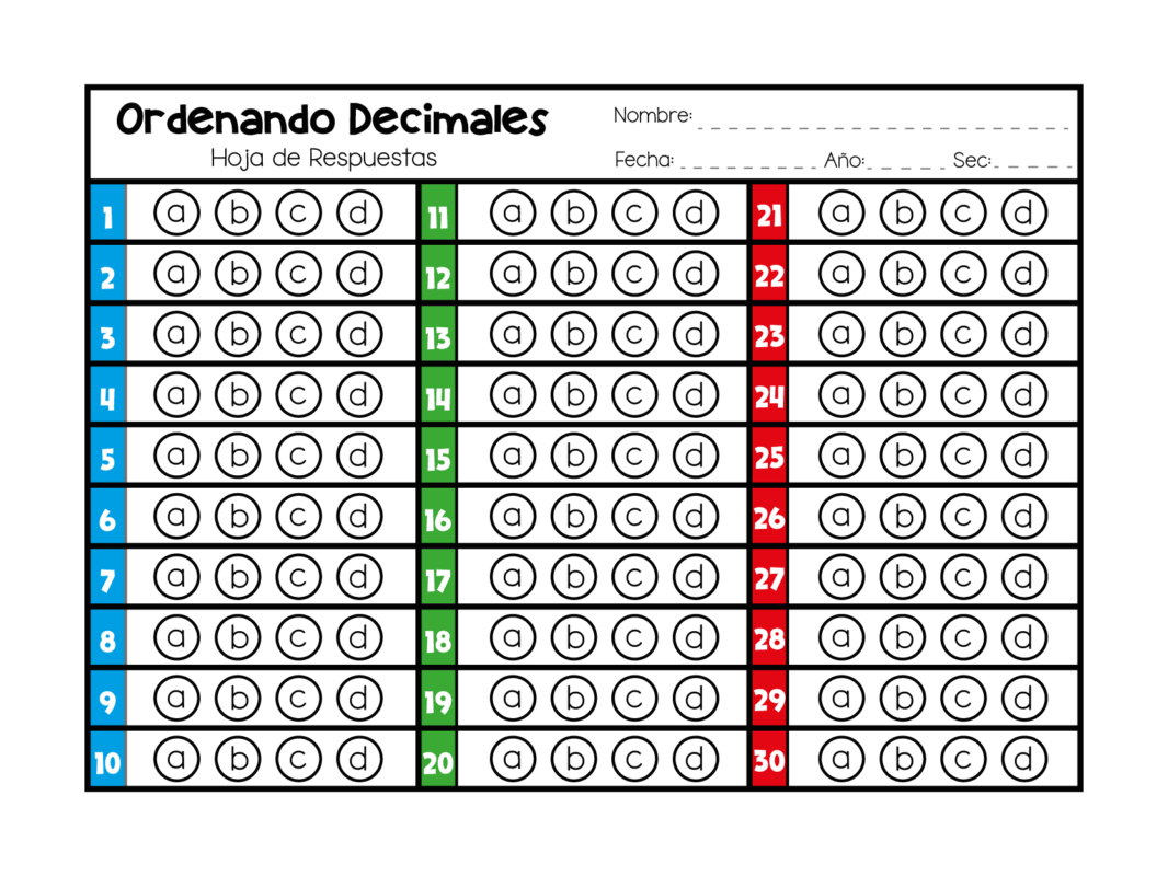 Ordenando Decimales - Conmami.com