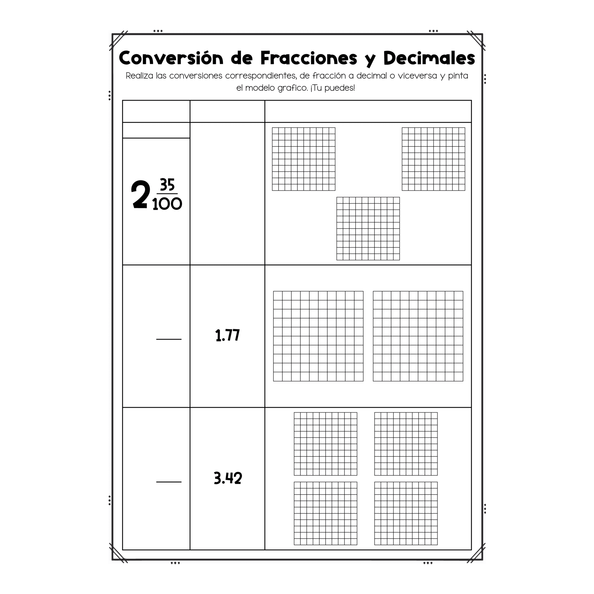 Conversión de Fracciones y Decimales - Conmami.com