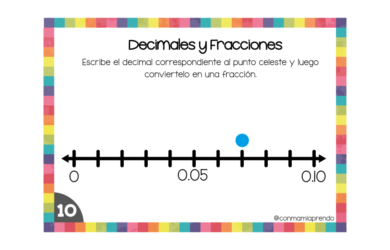 Tarjetas - Fracciones y Decimales - Conmami.com